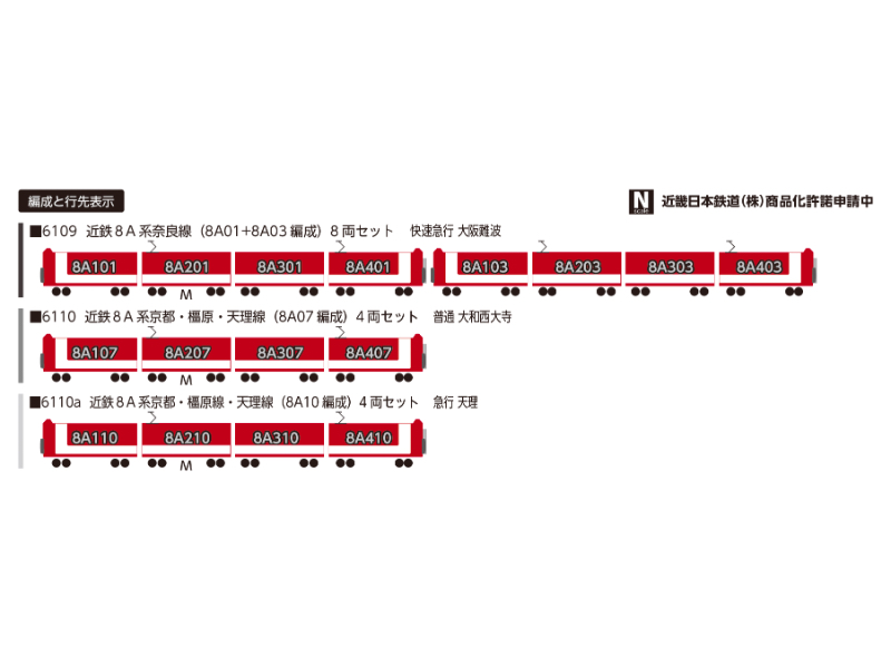 (N) 6110 近鉄8A系京都・橿原・天理線（8A07編成) 4両セット | ポポンデッタ | ポポンデッタ 6110 キンテツ8Aキョウト/カシハラ/テンリセン 4R | Joshin ...